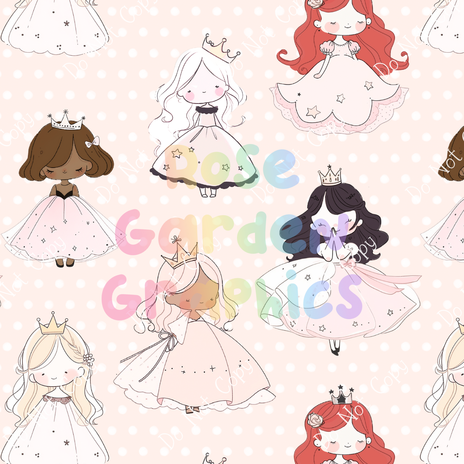 Dainty Princesses Seamless Image – Rose Garden Graphics
