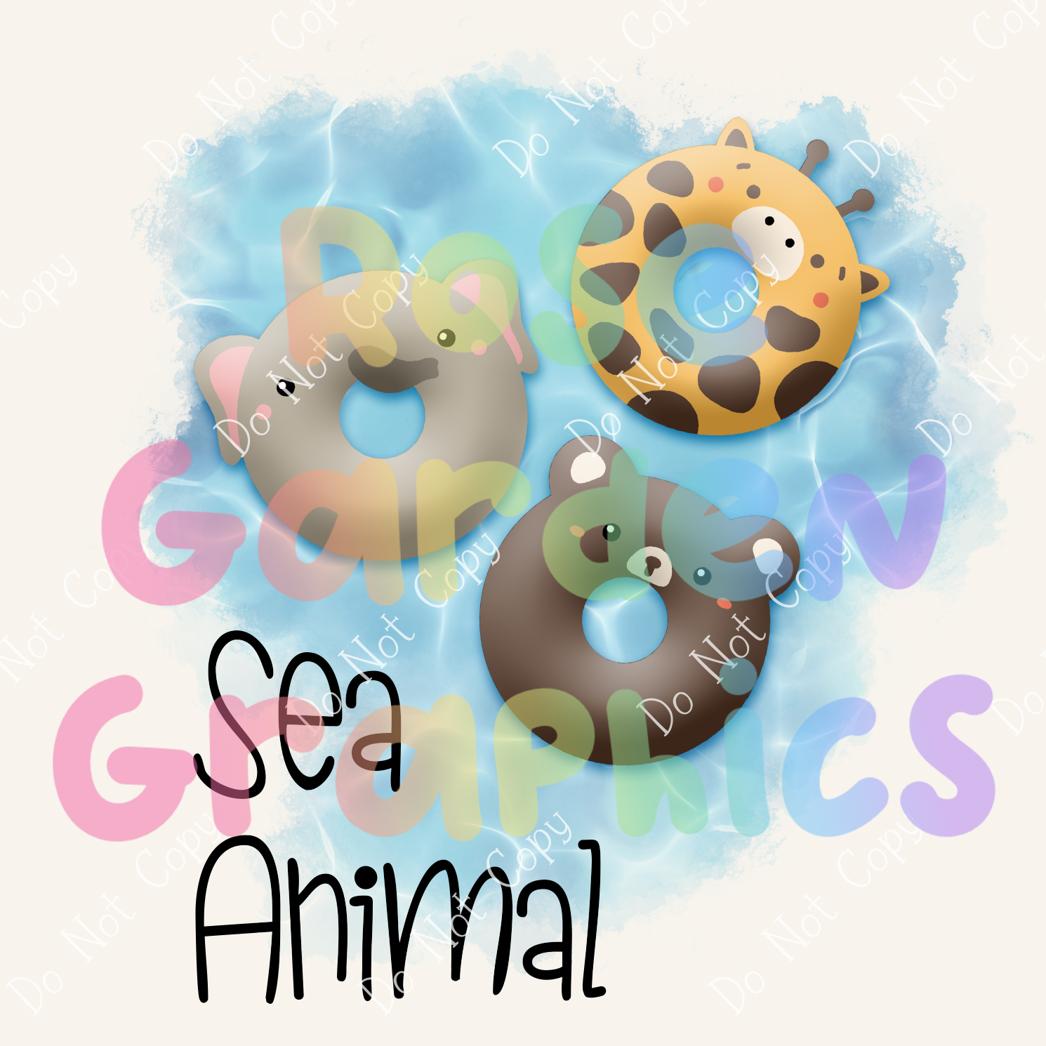 Zoo Animal Floaties "Sea Animal" PNG – Rose Garden Graphics