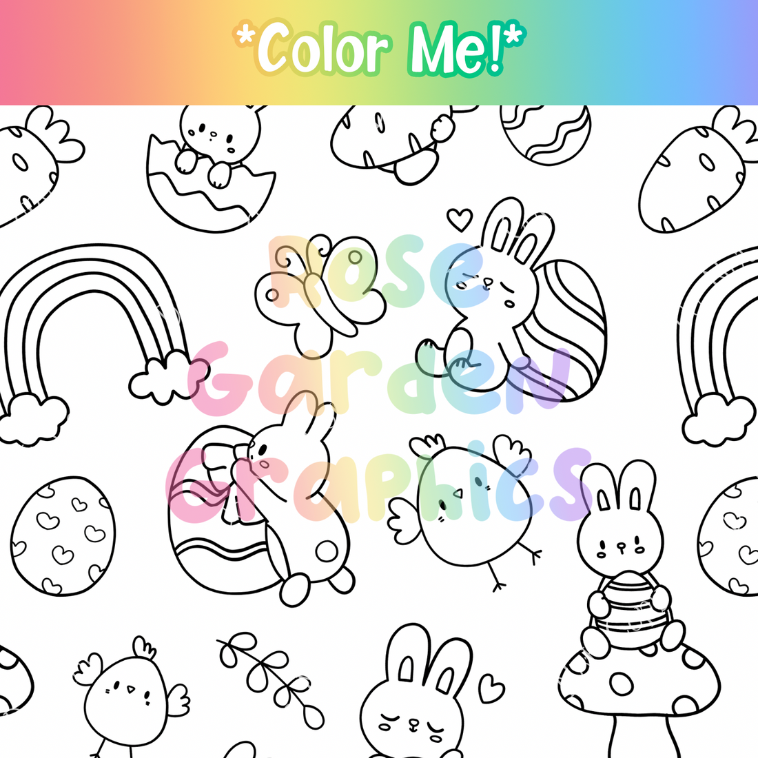 Color Me Easter Egg Farm Seamless Image – Rose Garden Graphics