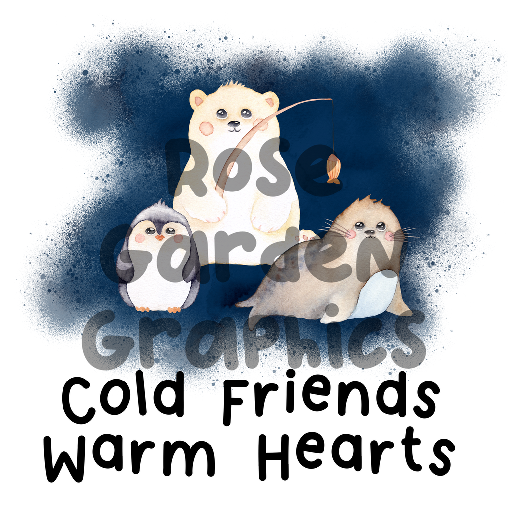 Arctic Friends "Cold Friends, Warm Hearts" PNG – Rose Garden Graphics