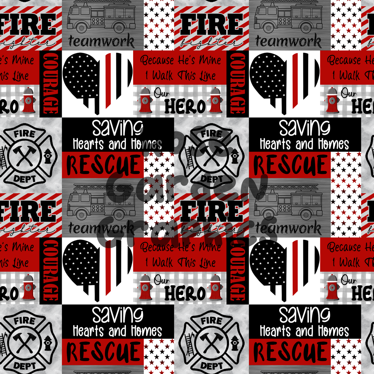 Firefighter Collage 2 Seamless Images Bundle – Rose Garden Graphics