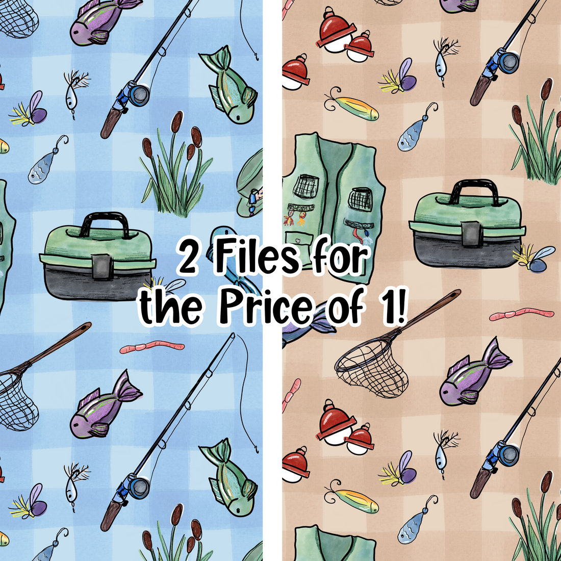 Fishing Drawing 2 Seamless Images – Rose Garden Graphics