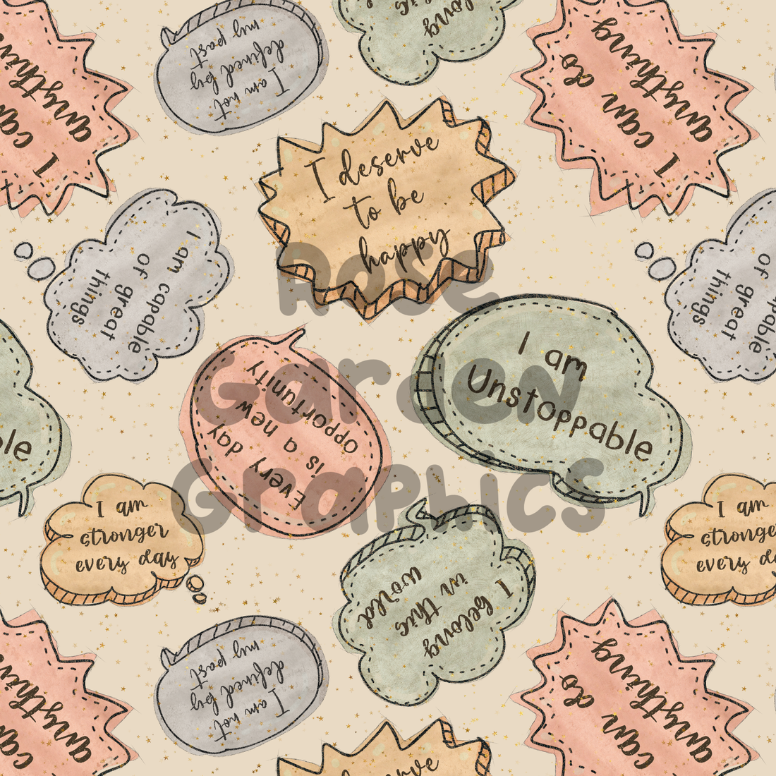 Positive Affirmations (Muted) Seamless Image – Rose Garden Graphics